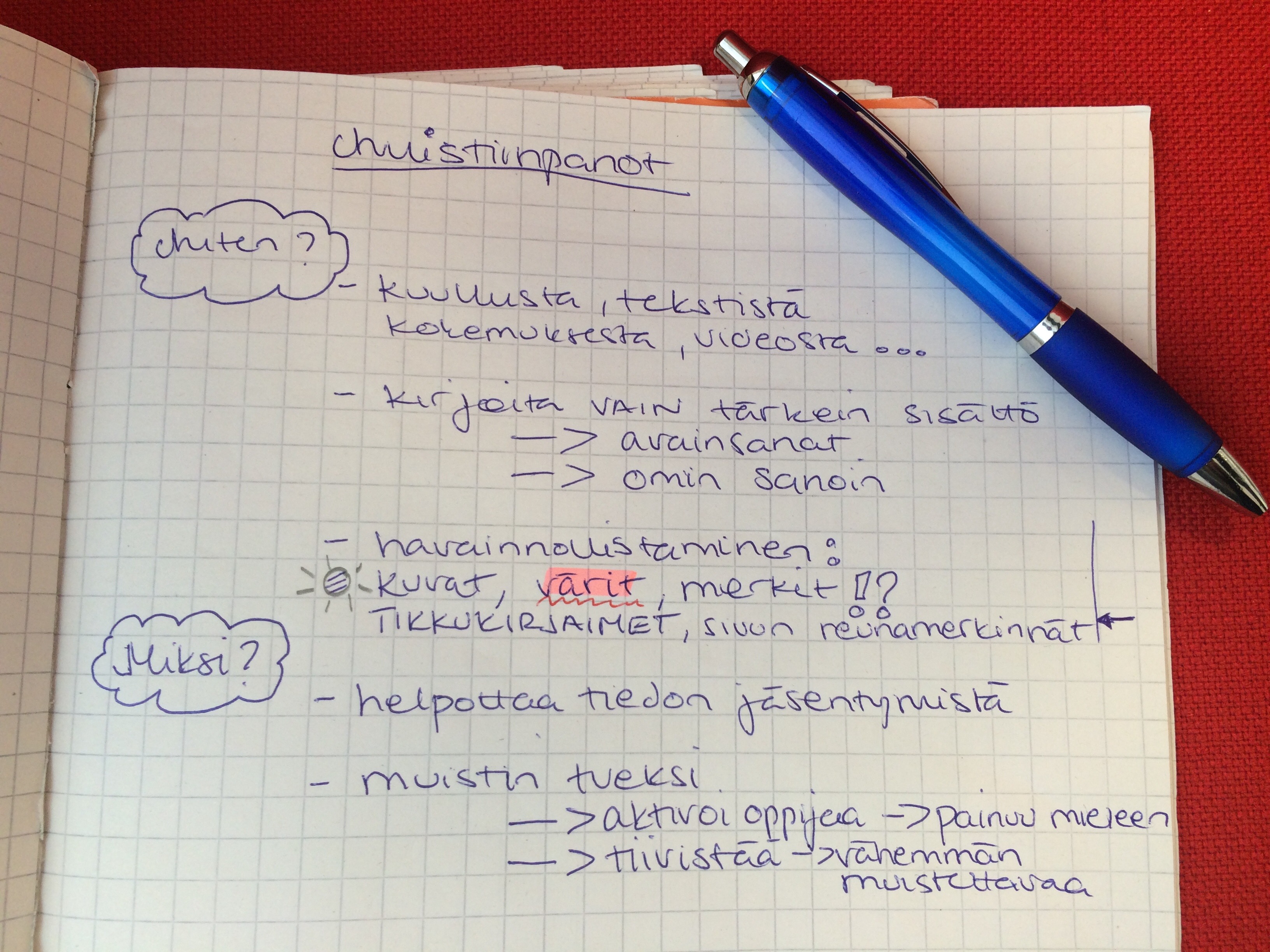 Muistiinpanot – Oppimisen tuki